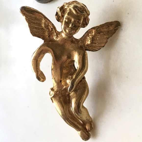 Vintage | Jewelry | Vintage Large Gold Angel Lapel Pin Brooch | Poshmark